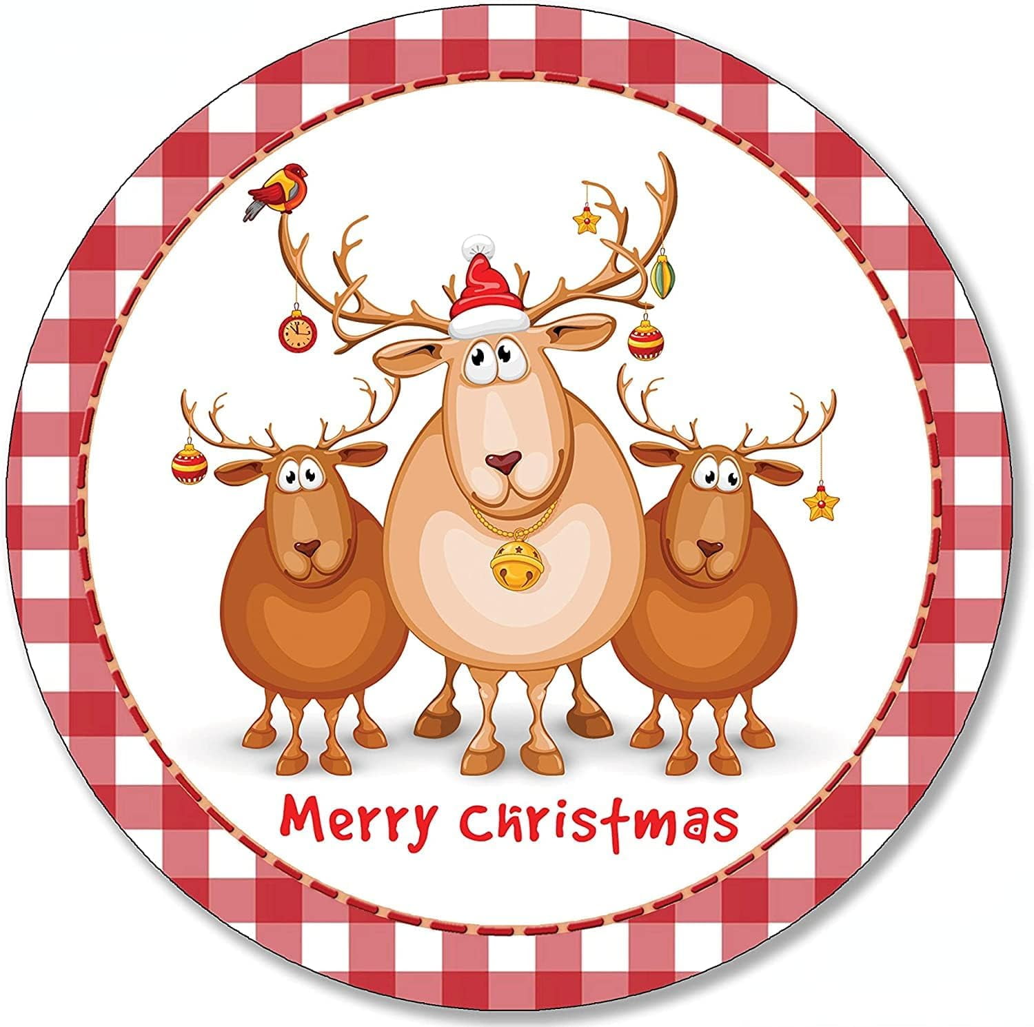Retro Metal Tin Sign 12x12inch Merry Christmas Fat Reindeer Welcome ...