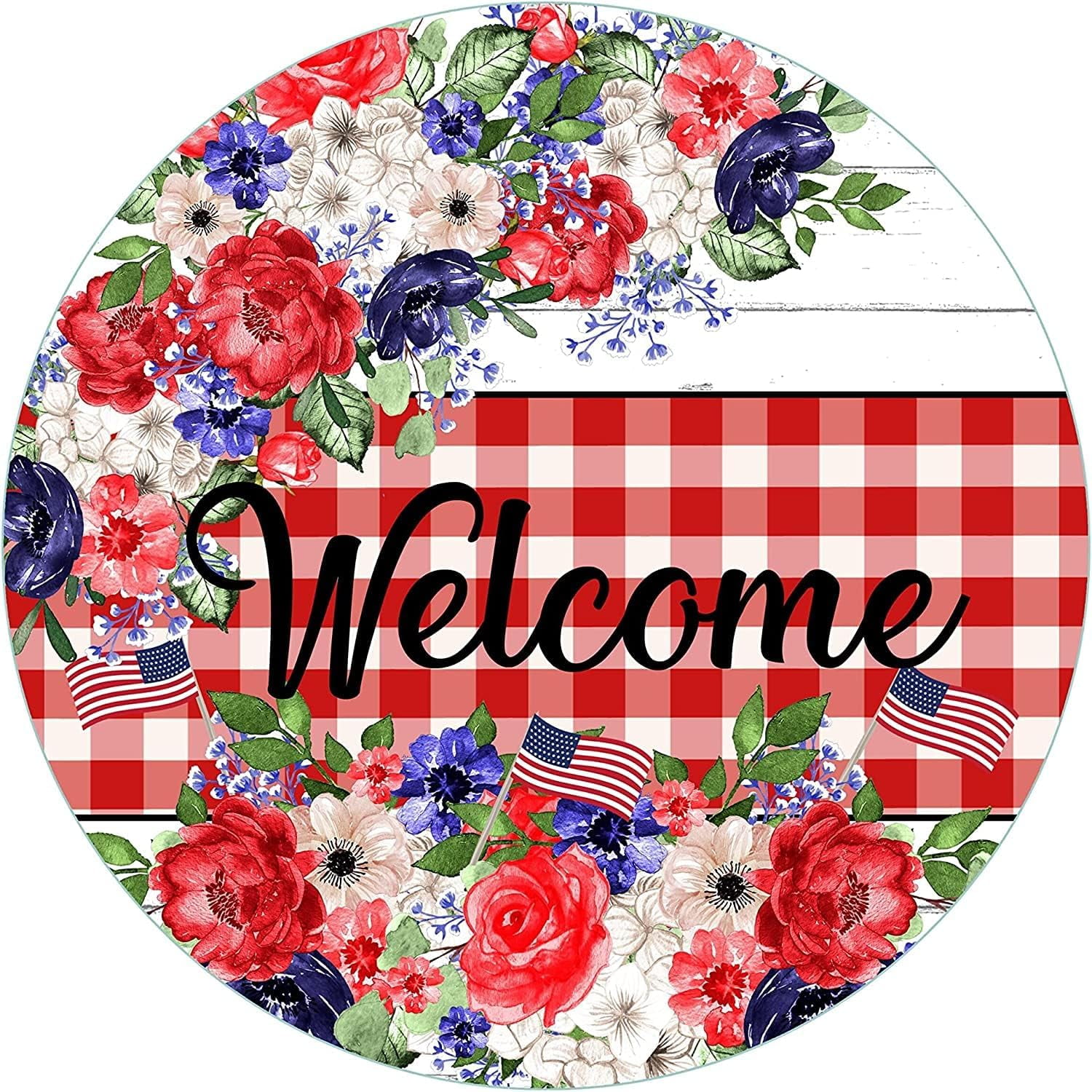 Retro Metal Tin Sign 12x12inch Patriotic Welcome Door Sign Americana ...