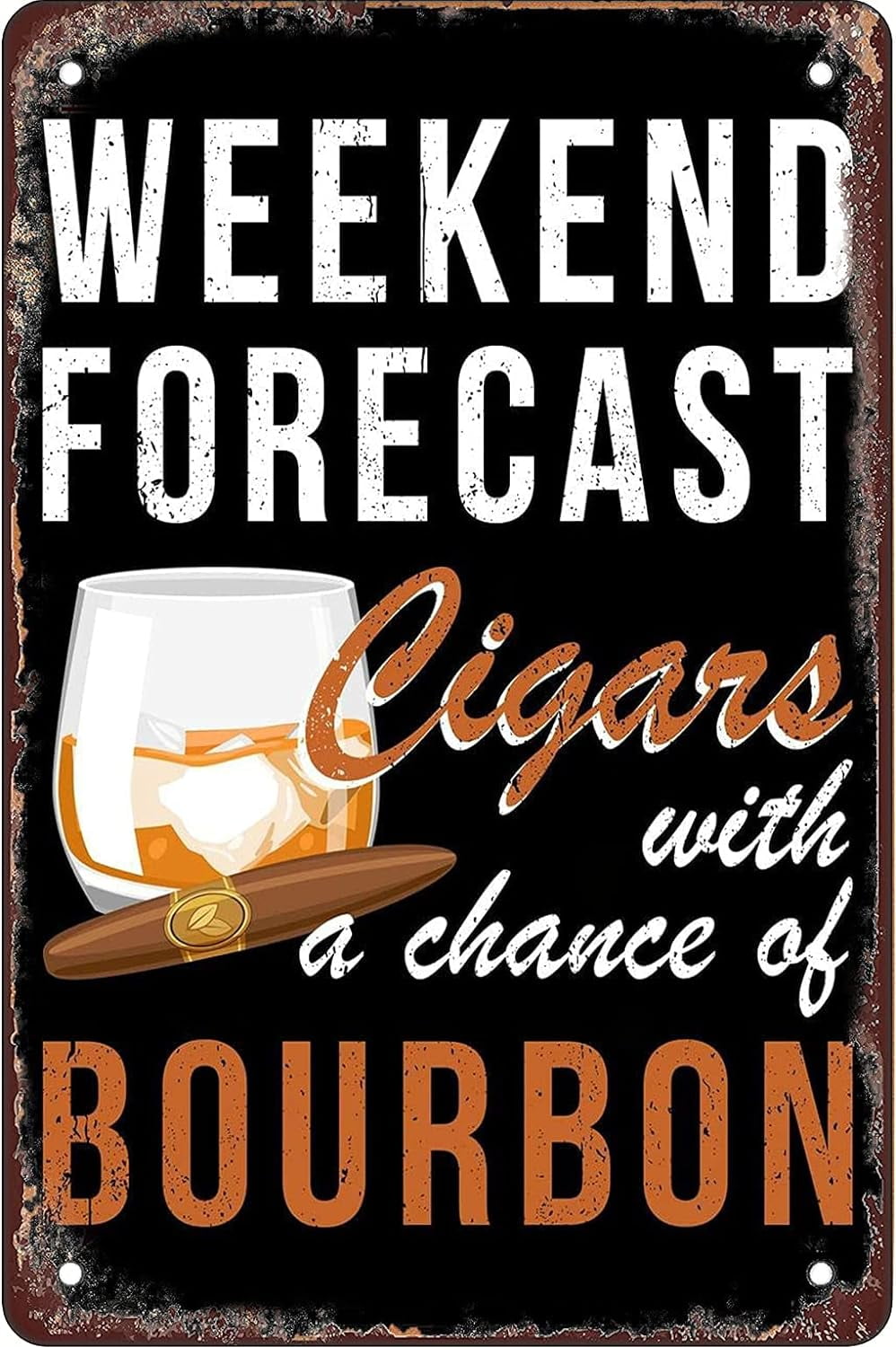 Retro Metal Tin Sign Bourbon And Cigars Travel Poster Funny Novelty ...
