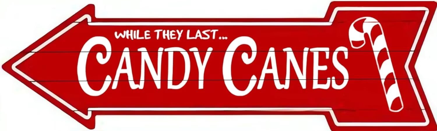 Retro Metal Tin Sign Candy Canes Novelty Metal Arrow Sign For Home Cave ...