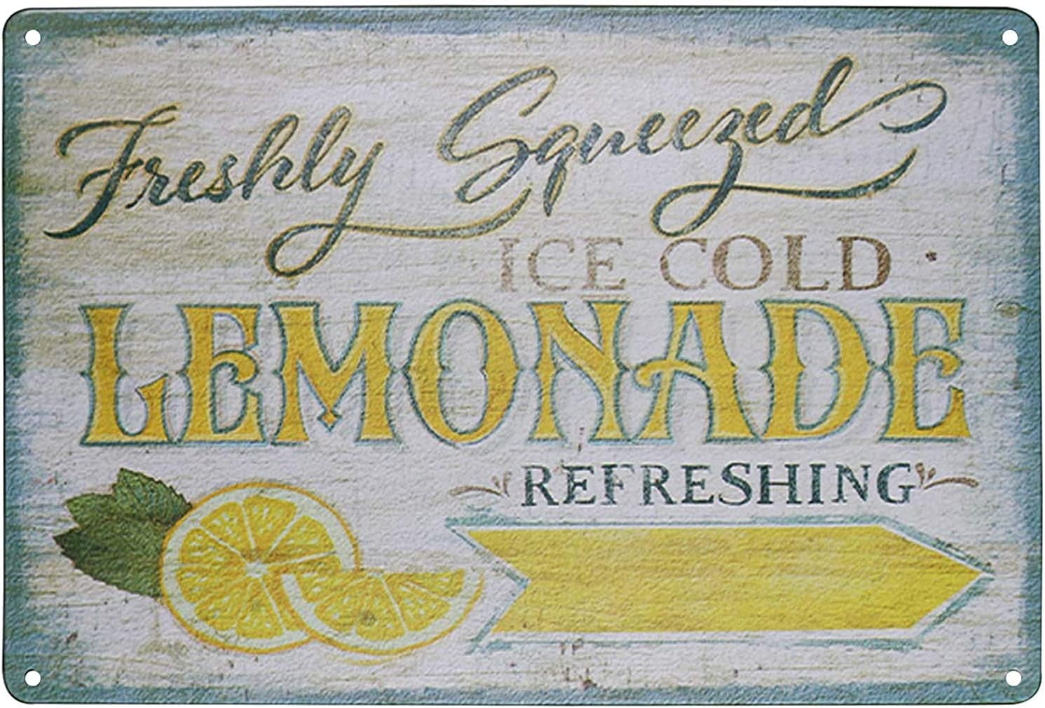 Retro Metal Tin Sign Freshly Squeezed Lemonade Rustic Metal Wall Plate ...