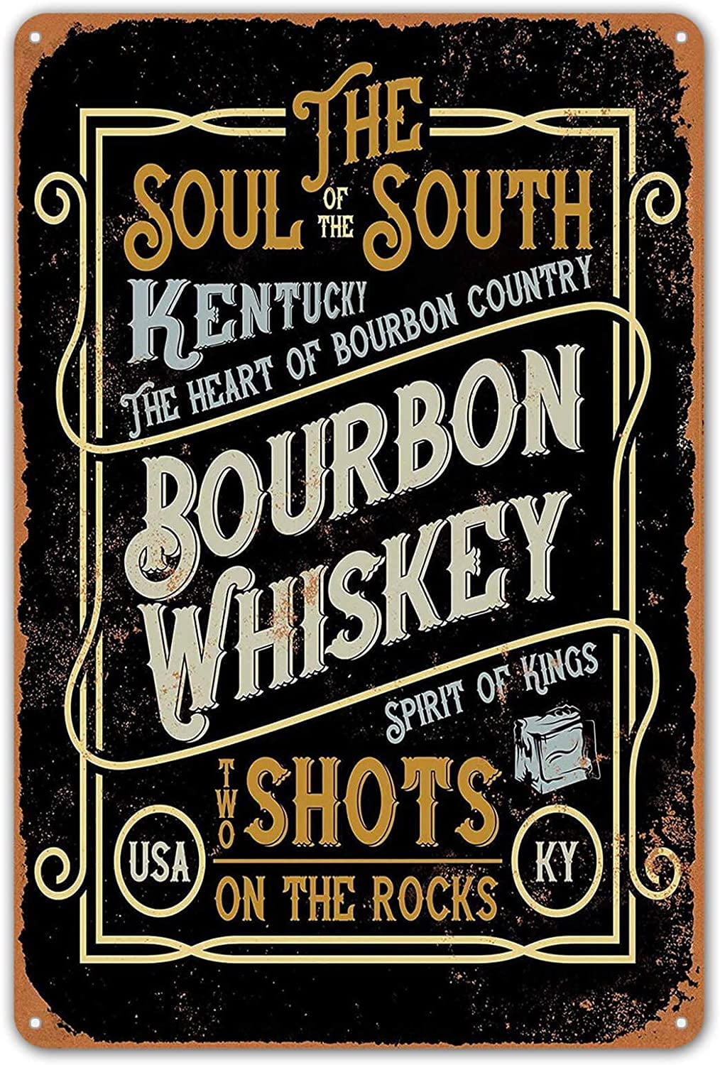 Retro Metal Tin Sign Kentucky Bourbon Whiskey Wall Decor for Bar Pub ...