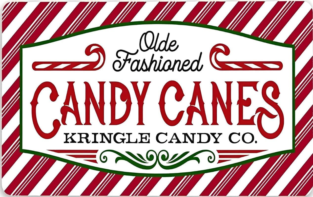 Retro Metal Tin Sign Old Fashion Candy Canes Wreath Sign Lollipop ...