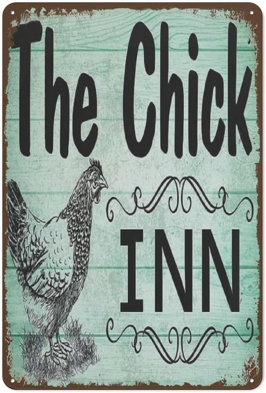 Retro Metal Tin Sign The Chick Inn Chicken Coop Rustic Hen House Yard ...