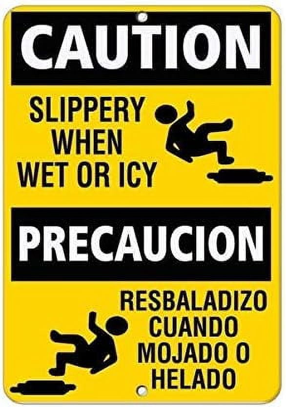Retro Metal Tin Sign Wall Decor Tin Sign 8x12 Inches Caution Slippery ...