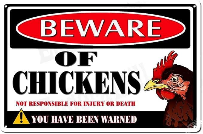 Retro Metal Tin Signs Beware of Chickens Warning Signs Country Retro ...