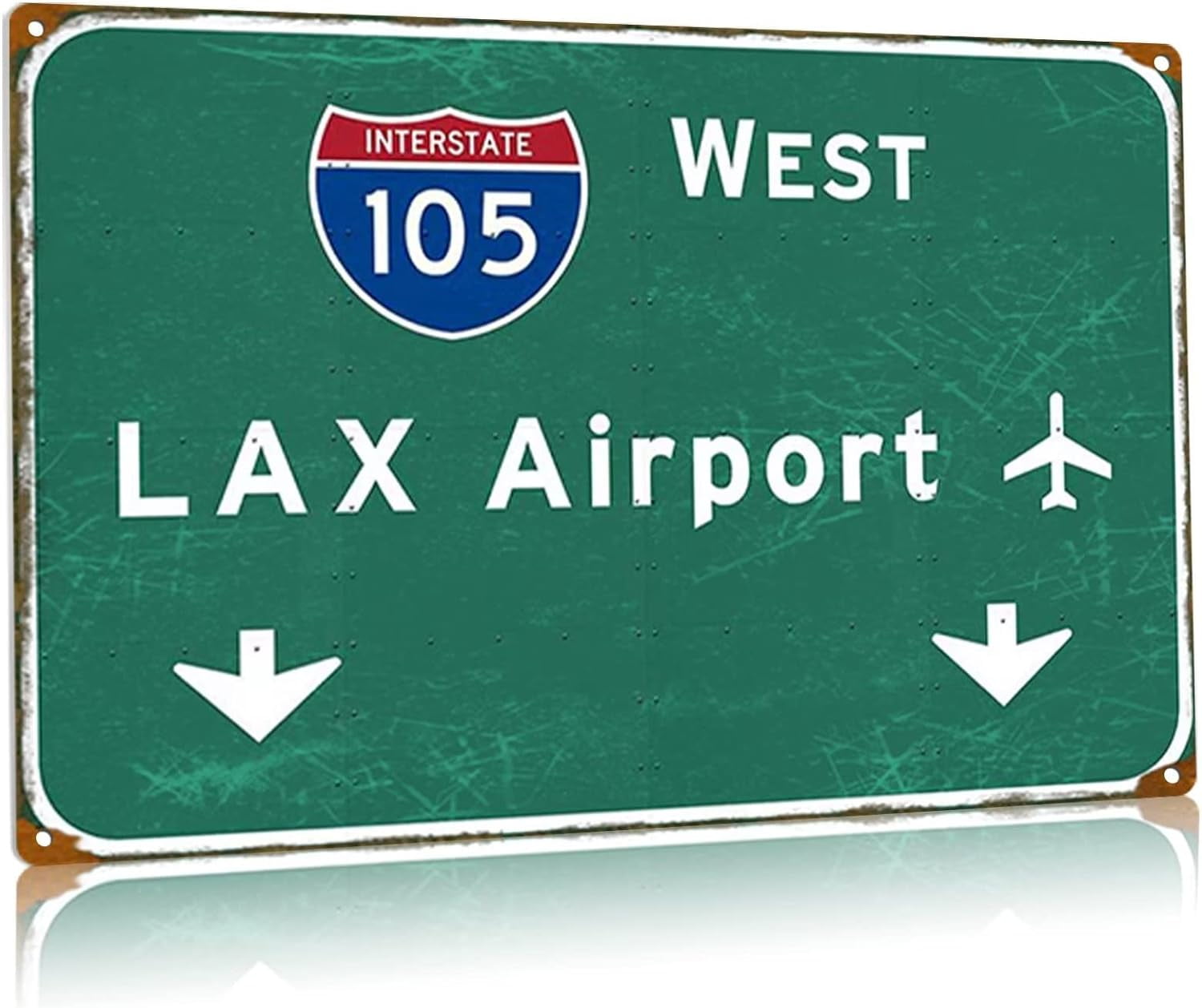 Retro Metal Tin Signs Los Angeles Lax Airport I-105 W Interstate ...