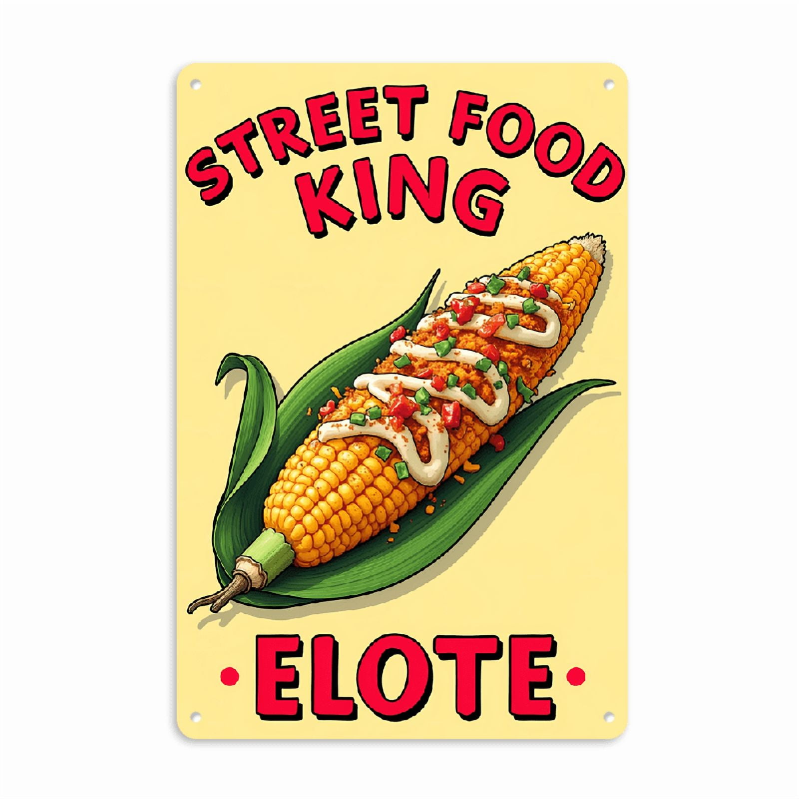 Retro Metal Wall Art Sign - Elote Street Food King with Vibrant Mexican ...