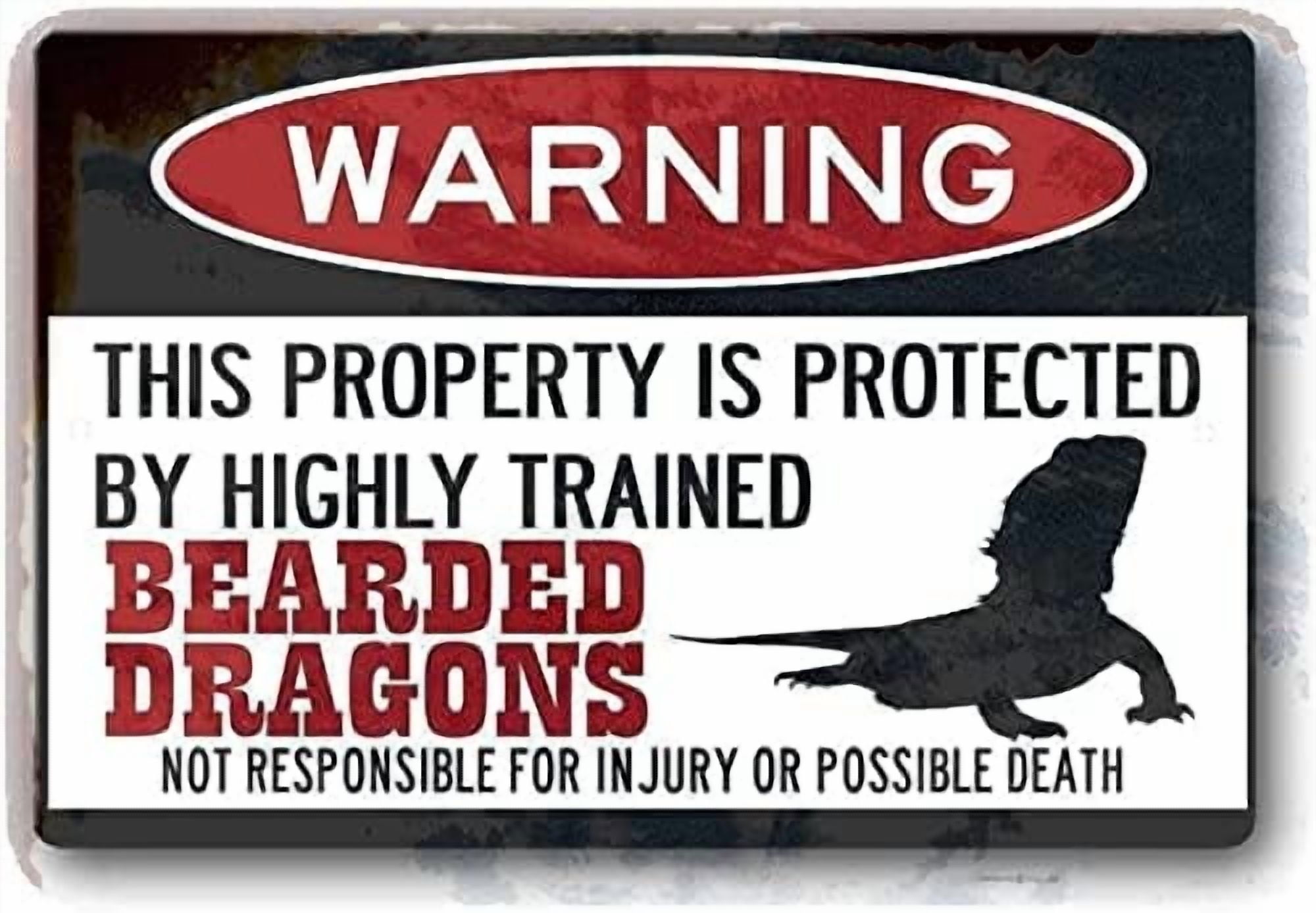 Retro Metal tin Sign Bearded Dragon Accessories,Lizard Warning Sign ...
