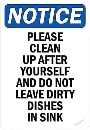 Retro Metal tin Sign Notice Please Clean Up After Yourself and Do Not ...