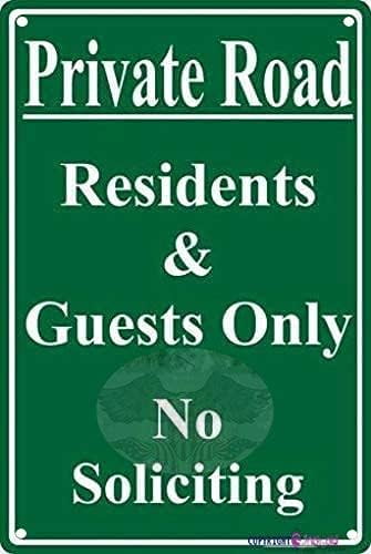 Retro Metal tin Sign Private Road Residents Guests Only Safety Sign ...