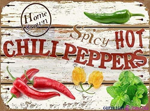 Retro Metal tin Sign Spicy Hot Chili Peppers Sign Funny Home Cave ...