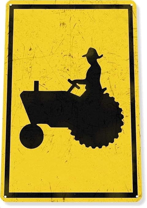 Retro Metal tin Sign Tractor Crossing Sign Funny Home Cave Garage bar ...