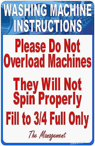 Retro Metal tin Sign Washing Machine Instructions Do Not Overload ...