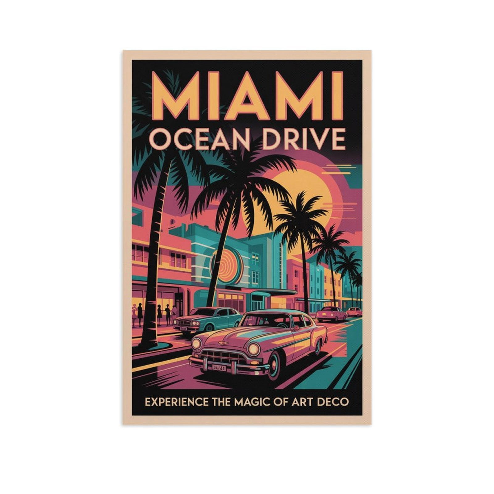 Retro Miami City Poster Vintage U.S. City Tourism Art for Walls Print ...