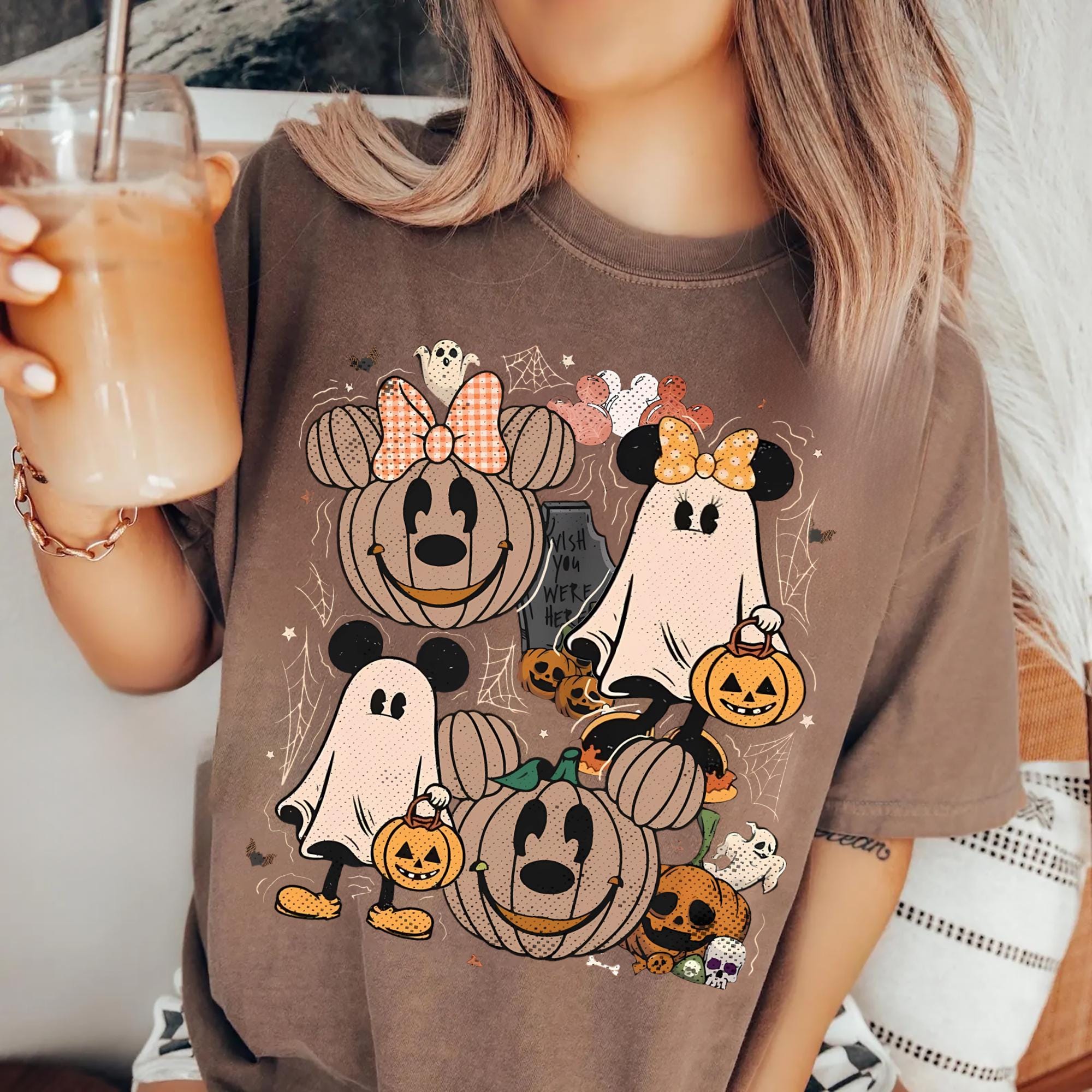 Retro Mic.key Min.nie Halloween Couple Shirts, Mic.key Ghost Shirt, Min ...