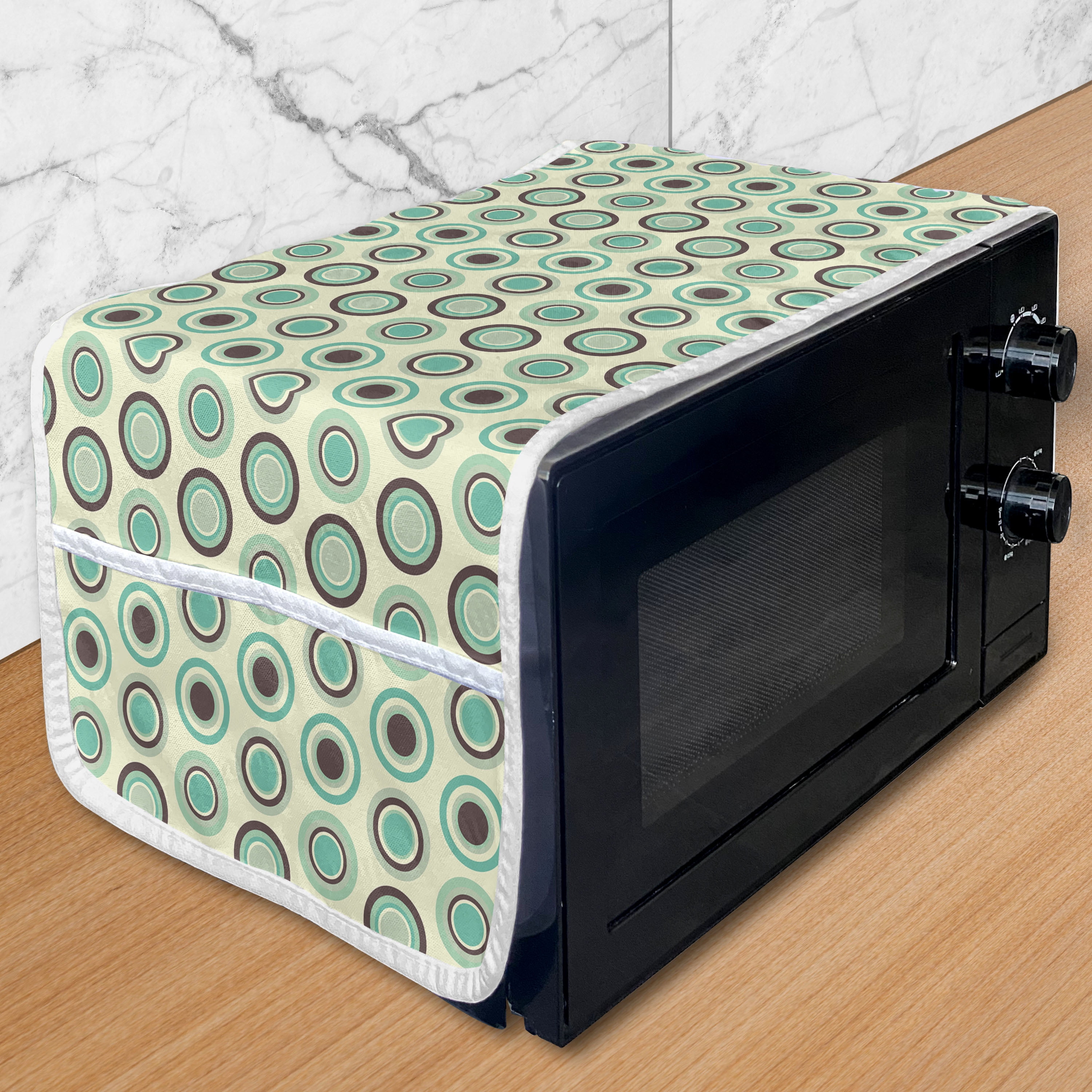 Retro Microwave Oven Cover, Polka Dotted Pattern in Pastel Colors Old ...