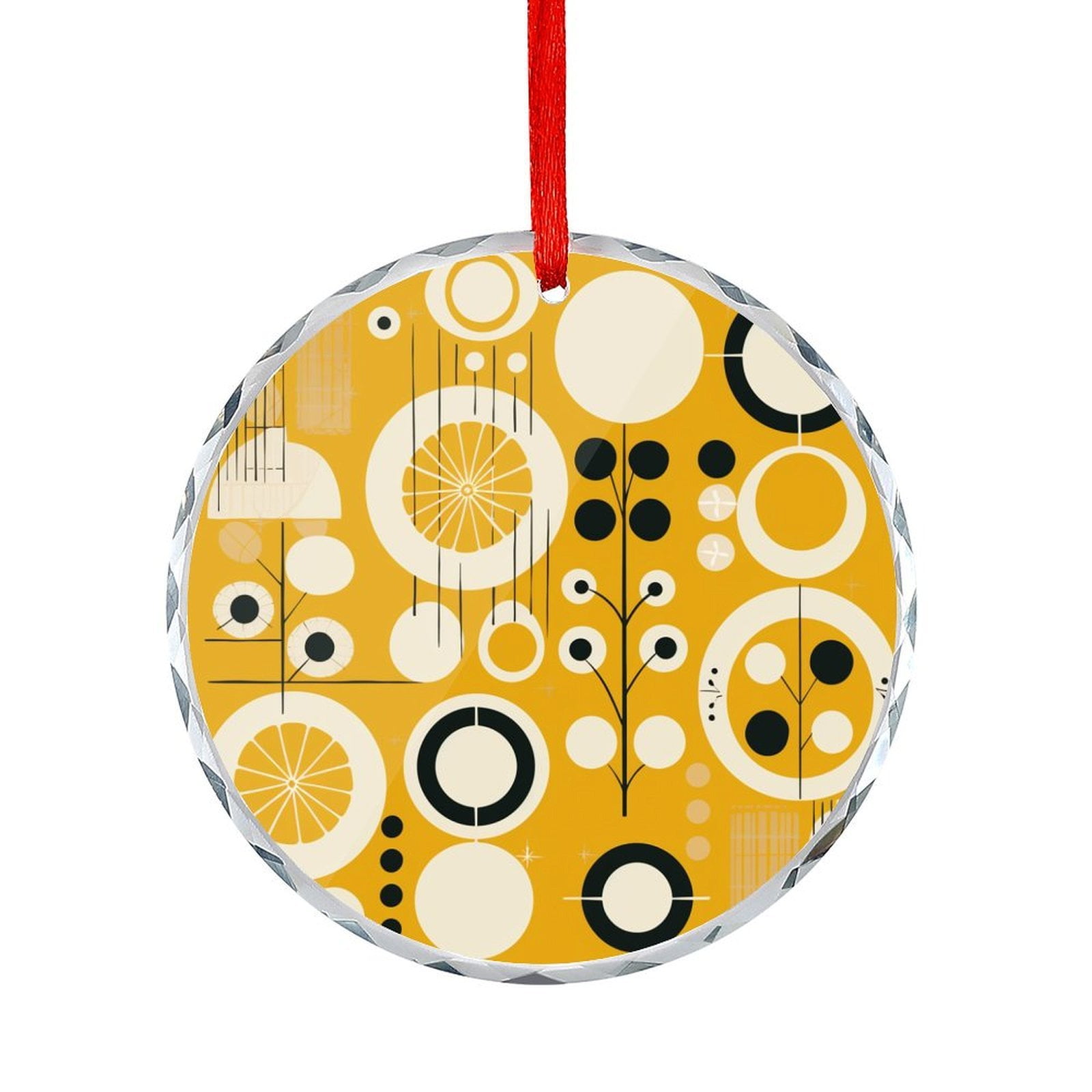 Retro Mid Century 60s 70s Pattern Mustard Yellow Glass Christmas ...