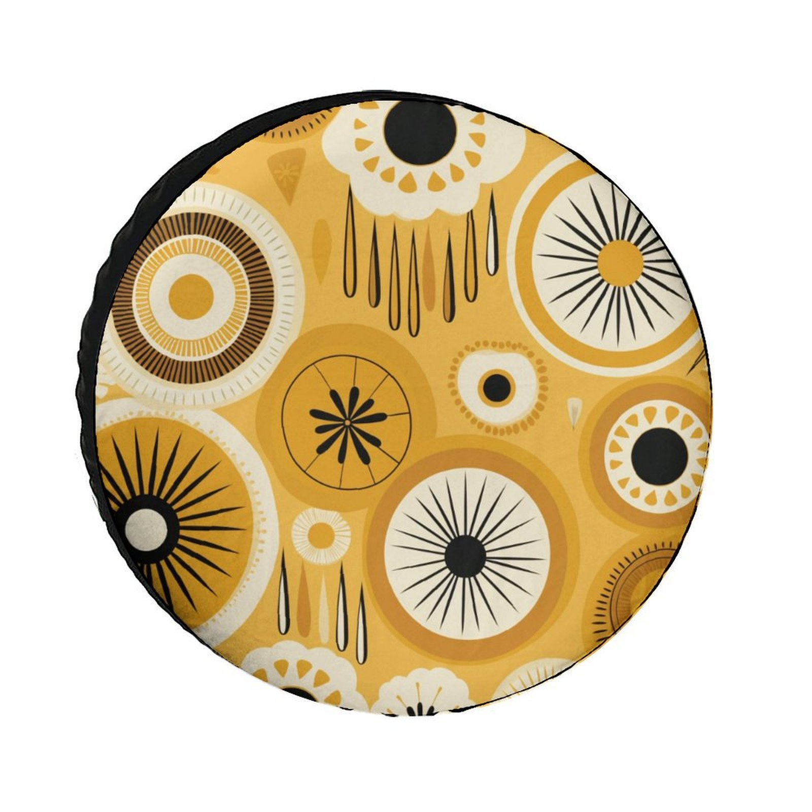 Retro Mid Century 60s 70s Pattern Mustard Yellow Spare Tire Cover Teal ...