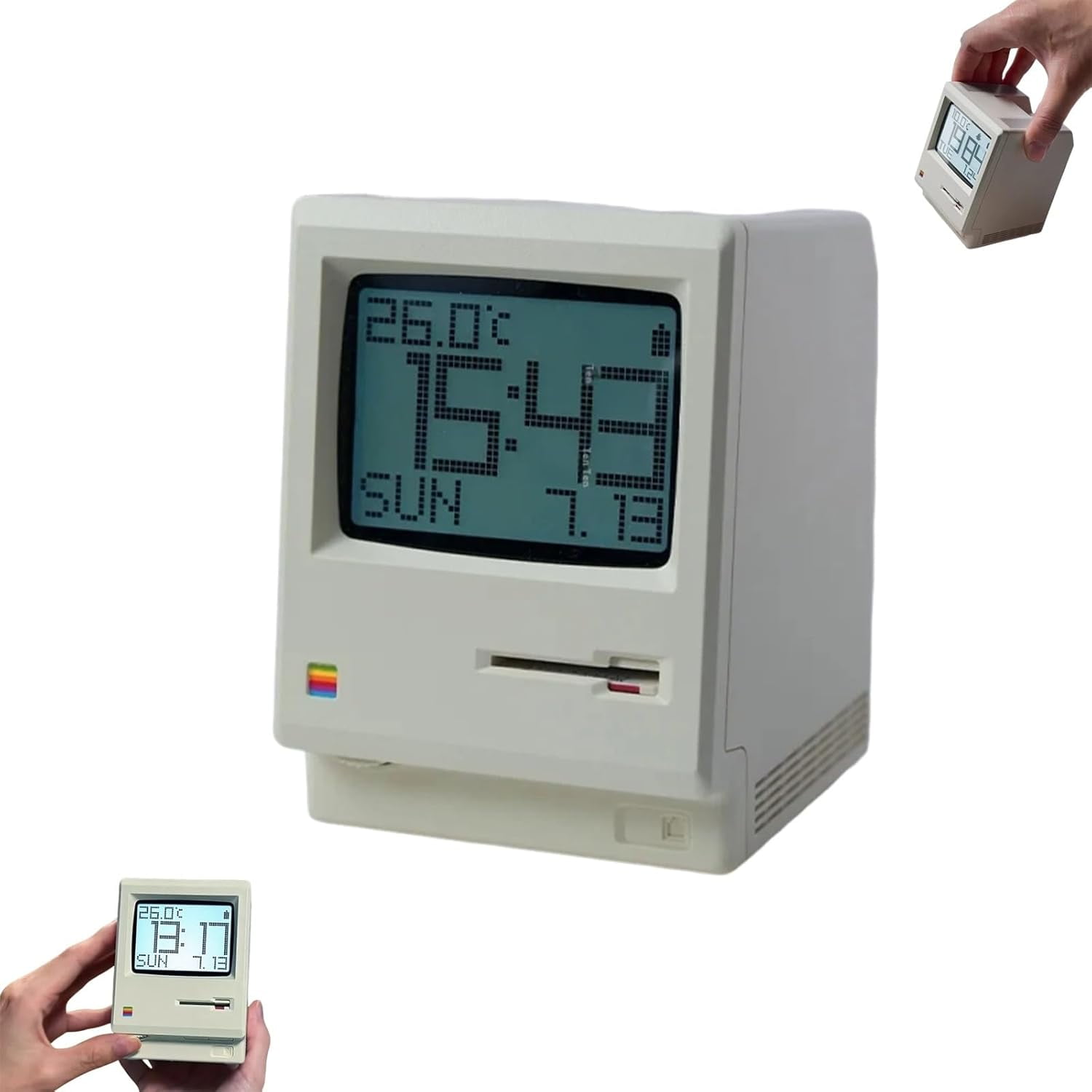 Retro Mini Computer Desktop Clock, DIY Computer Tablelop Clock Table ...