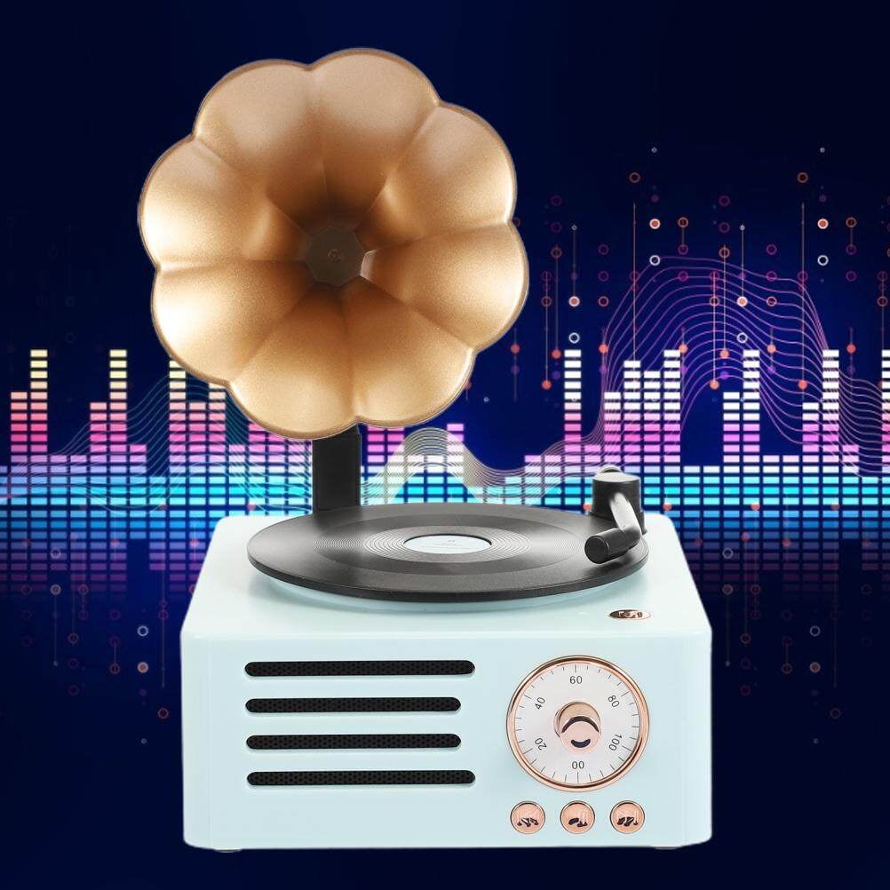 Retro Mini Phonograph Wireless Bluetooth Music Player Trumpet Shaped ...
