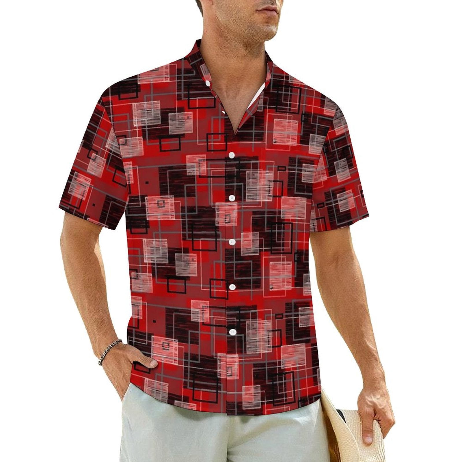 Retro Mod Print Vacation Shirt Male Vintage Flower Vintage Casual ...