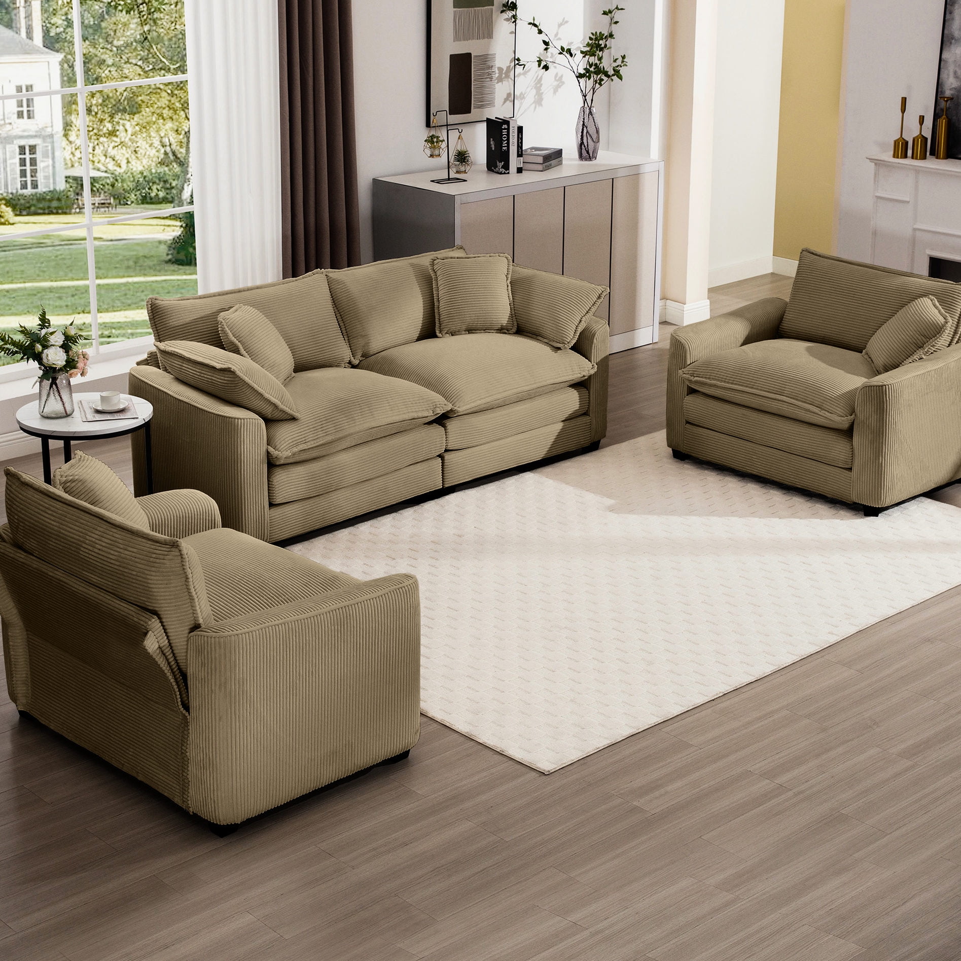 Retro & Modern Blended Sofa+Highly Resilient Memory Foam”-“Bedroom/Club ...