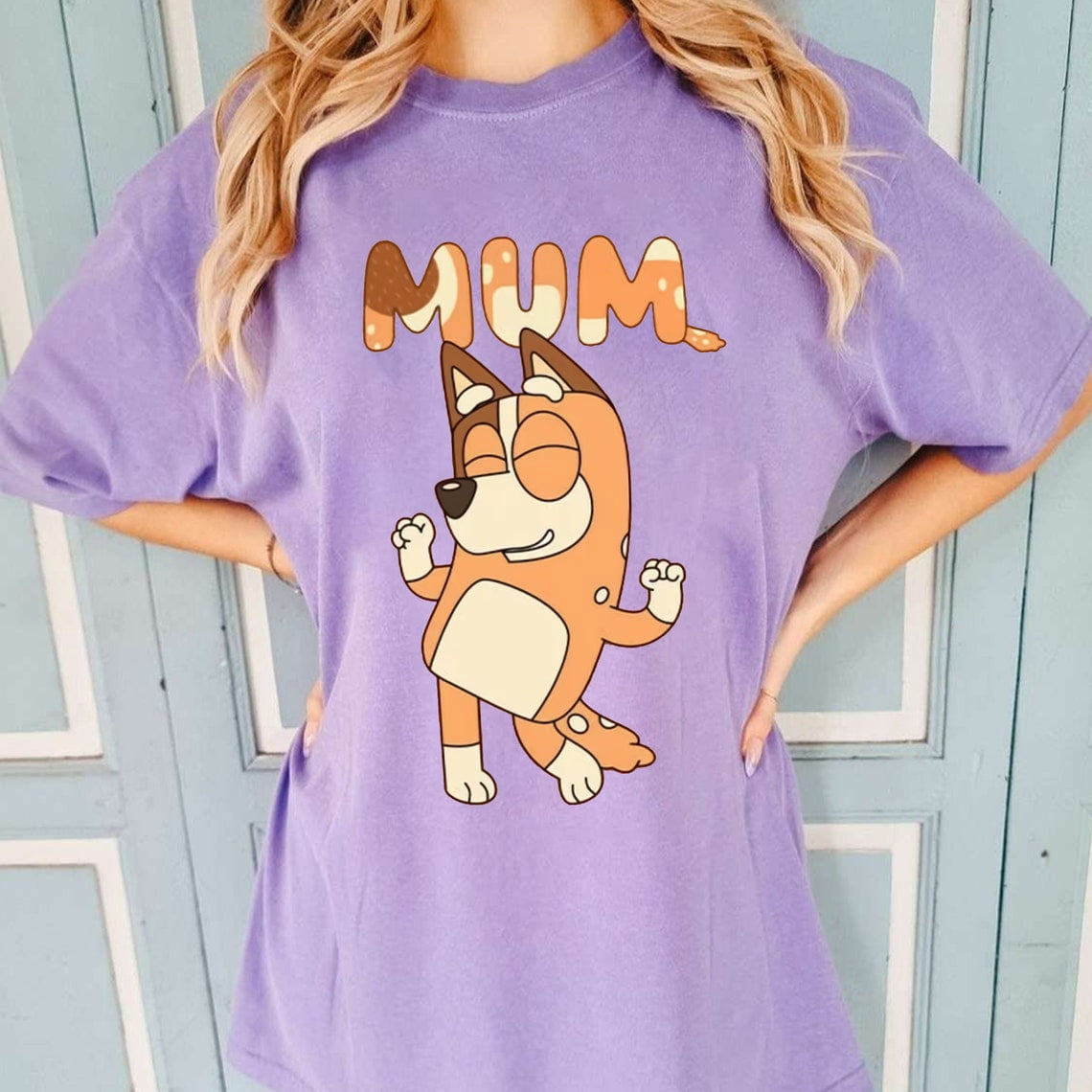 Retro Mom Bluey Comfort Color Shirt, Chilli Heeler Bluey Family Shirt ...
