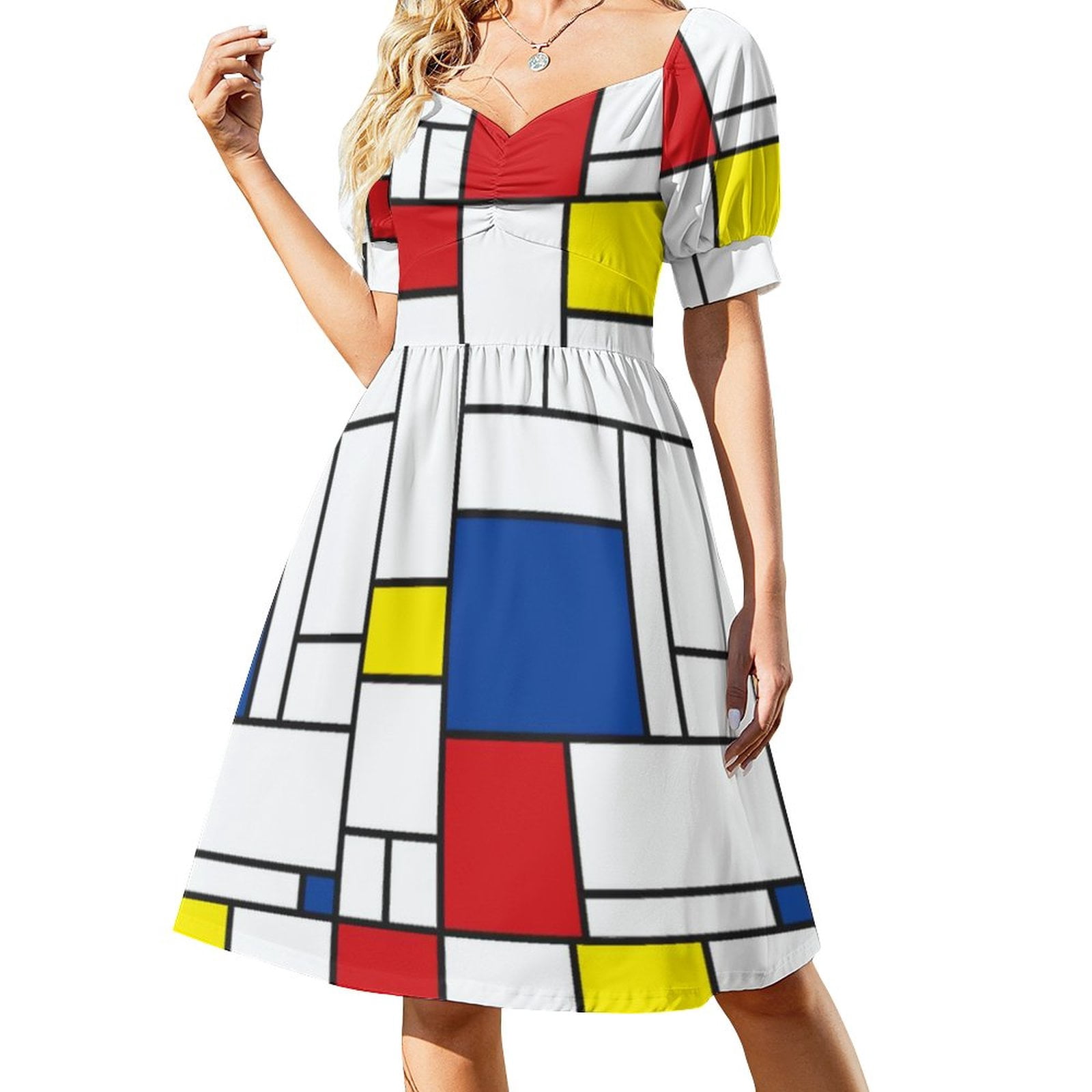 Retro Mondrian Plaid Casual Dress Mondrian Modern Art Street Wear ...