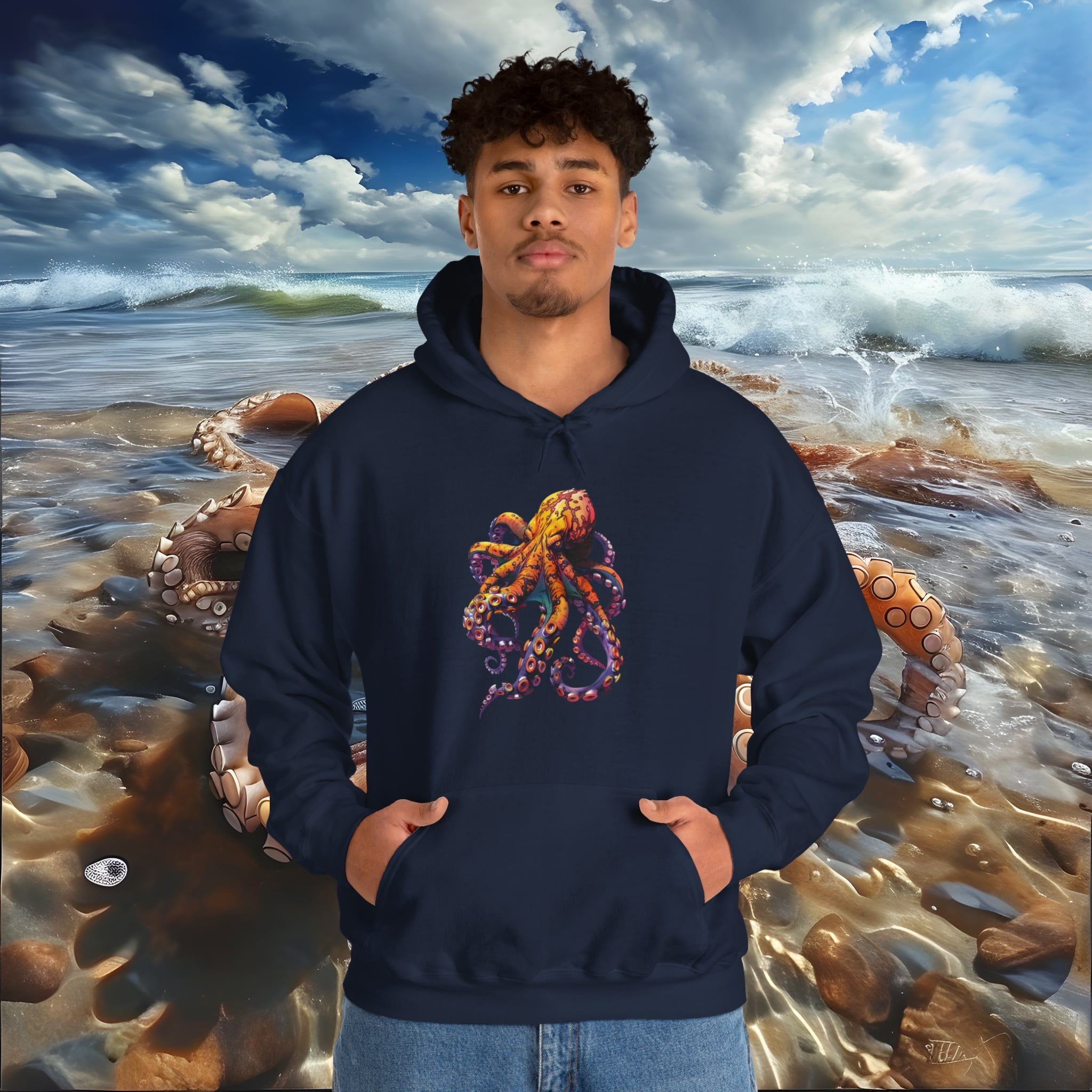 Retro Monster Octopus Inspired Kaiju Unisex Heavy Blend™ Hoodie ...