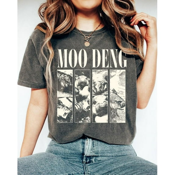 Retro Moo Deng Graphic Shirt, Funny Moo Deng Meme Shirt, Baby Pygmy ...