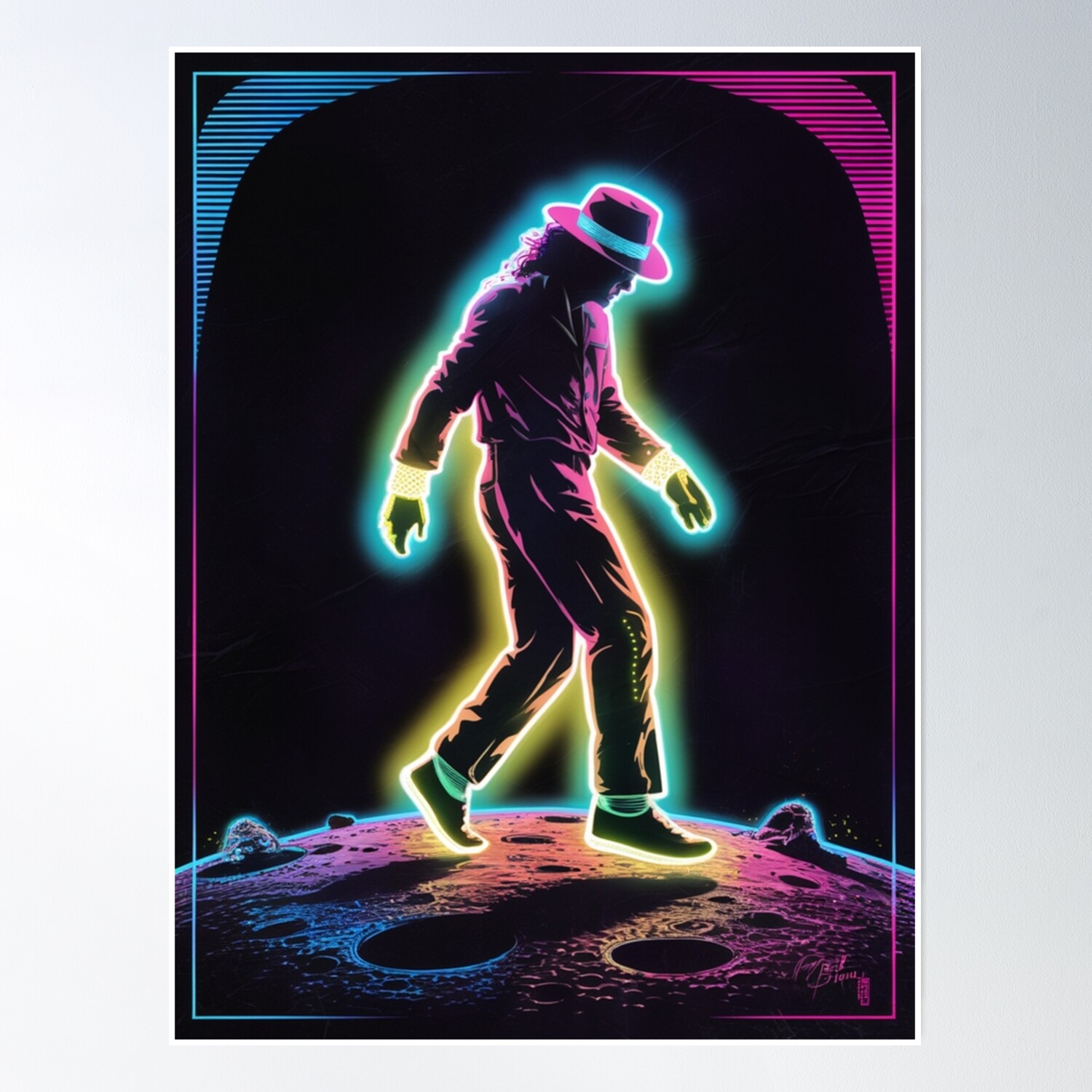 Retro Moonwalk - On The Moon Poster Wall Art, Modern Wall Decor, 24x36 ...