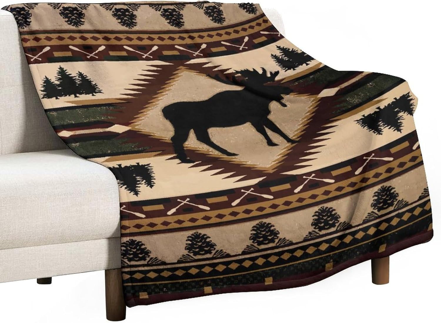 Retro Moose Bedding Fleece Throw Blanket,Vintage Rustic Cottage Elk ...