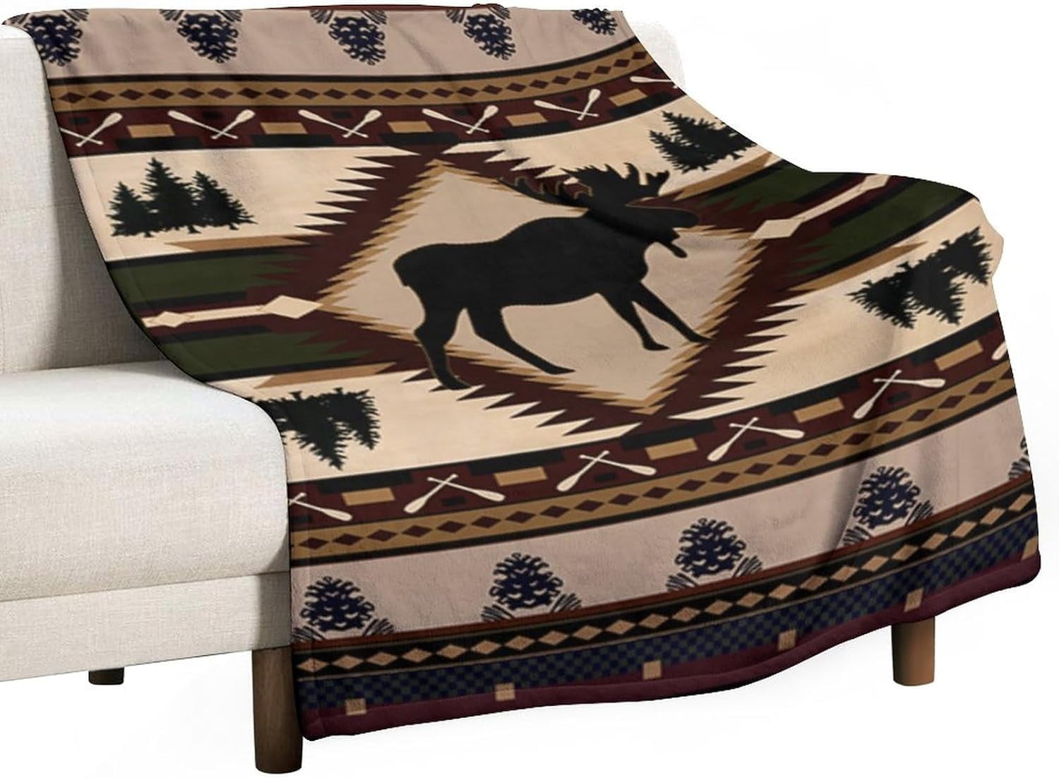 Retro Moose Deer Flannel Blankets, Vintage Cottage Country Style Rustic ...