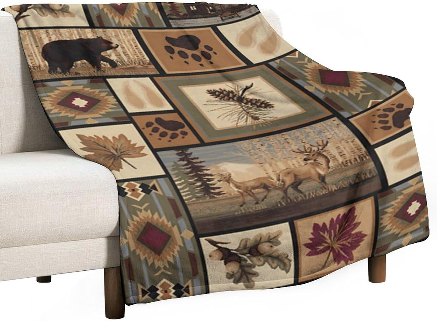 Retro Moose Deer Flannel Blankets, Vintage Cottage Country Style Rustic ...