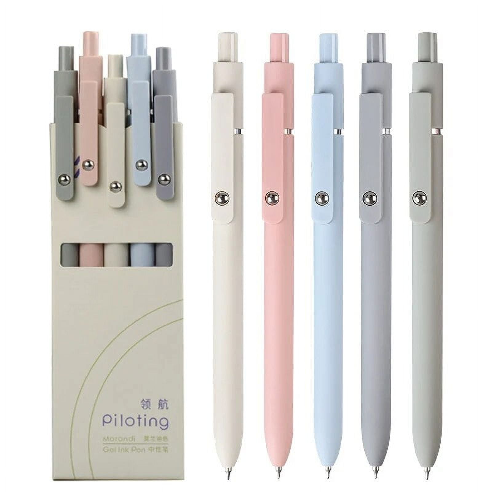 Retro Morandi Retractable Gel ink Ballpoint Pen,Extra Fine Point Black ...