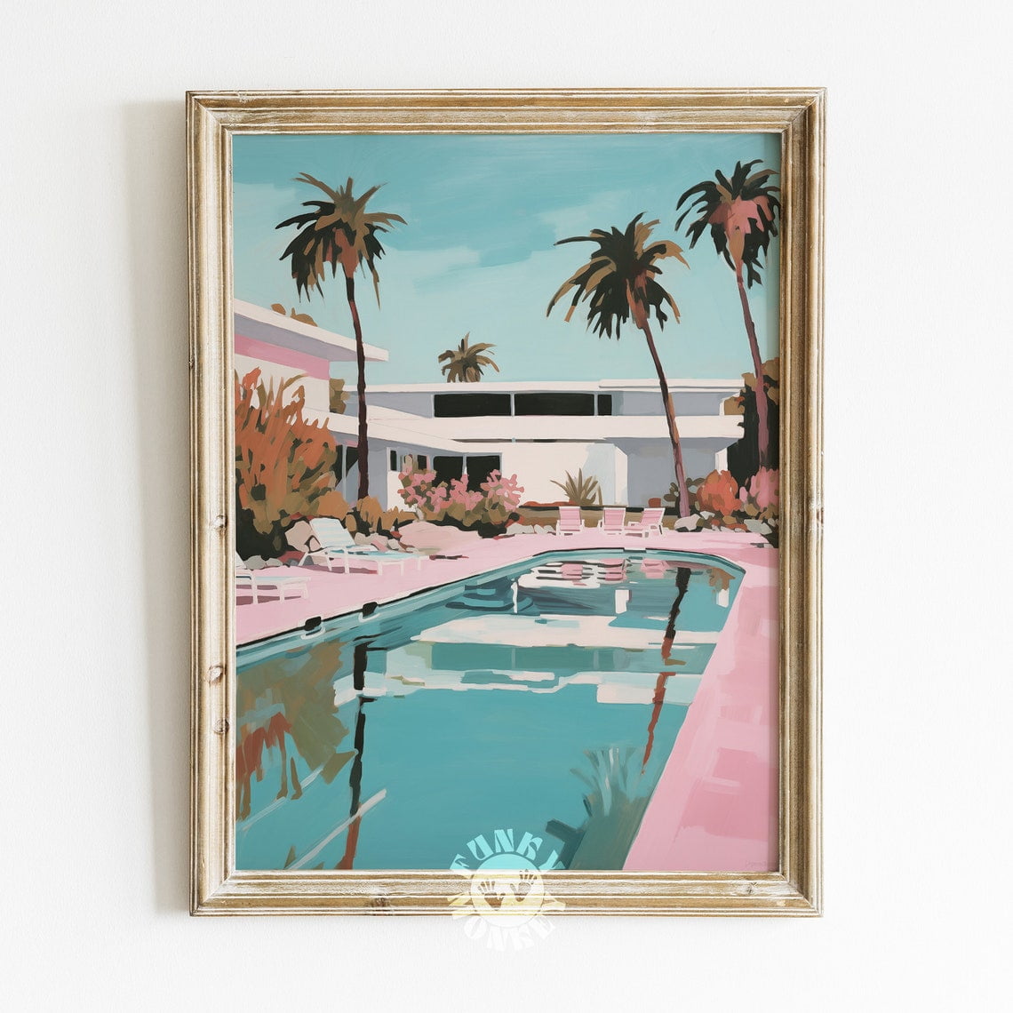 Retro Motel Print, Swimming Pool Art, Pastel Painting, Mid Century ...