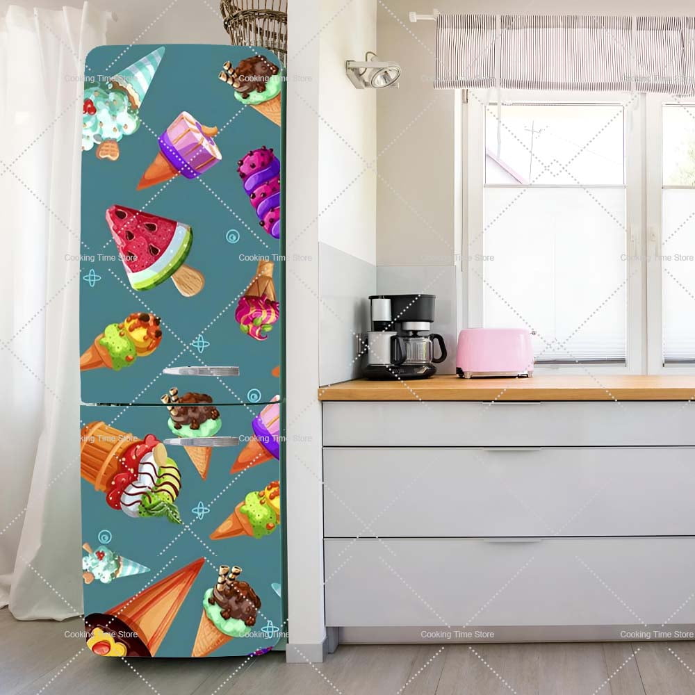 Retro Mottled 3D Peel and Stick Vinyl Refrigerator Wrap Stickers ...