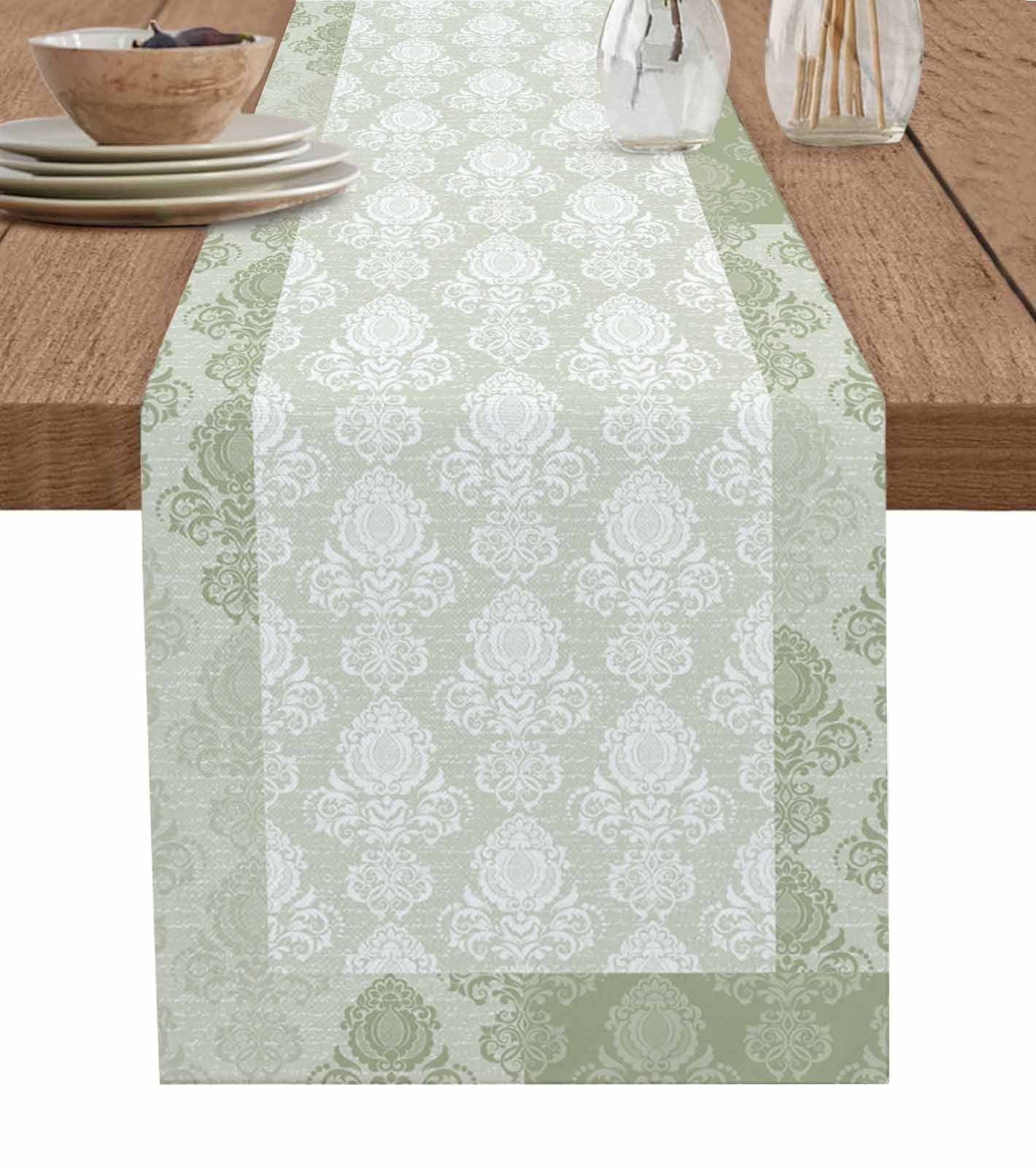 Retro Mottled Sage Green European Pattern Table Runner Home Wedding ...