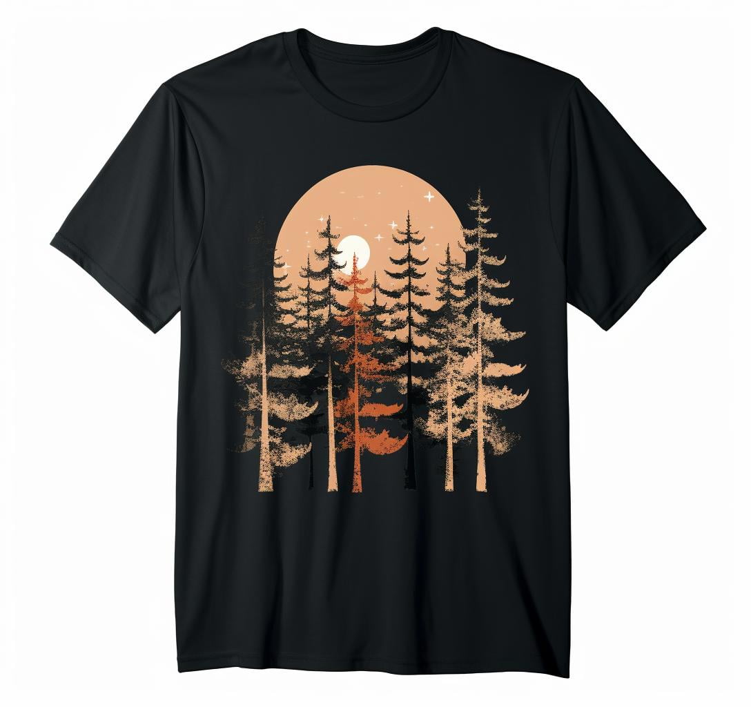 Retro Mountain Landscape T-Shirt Men's Vintage Nature Graphic Tee ...