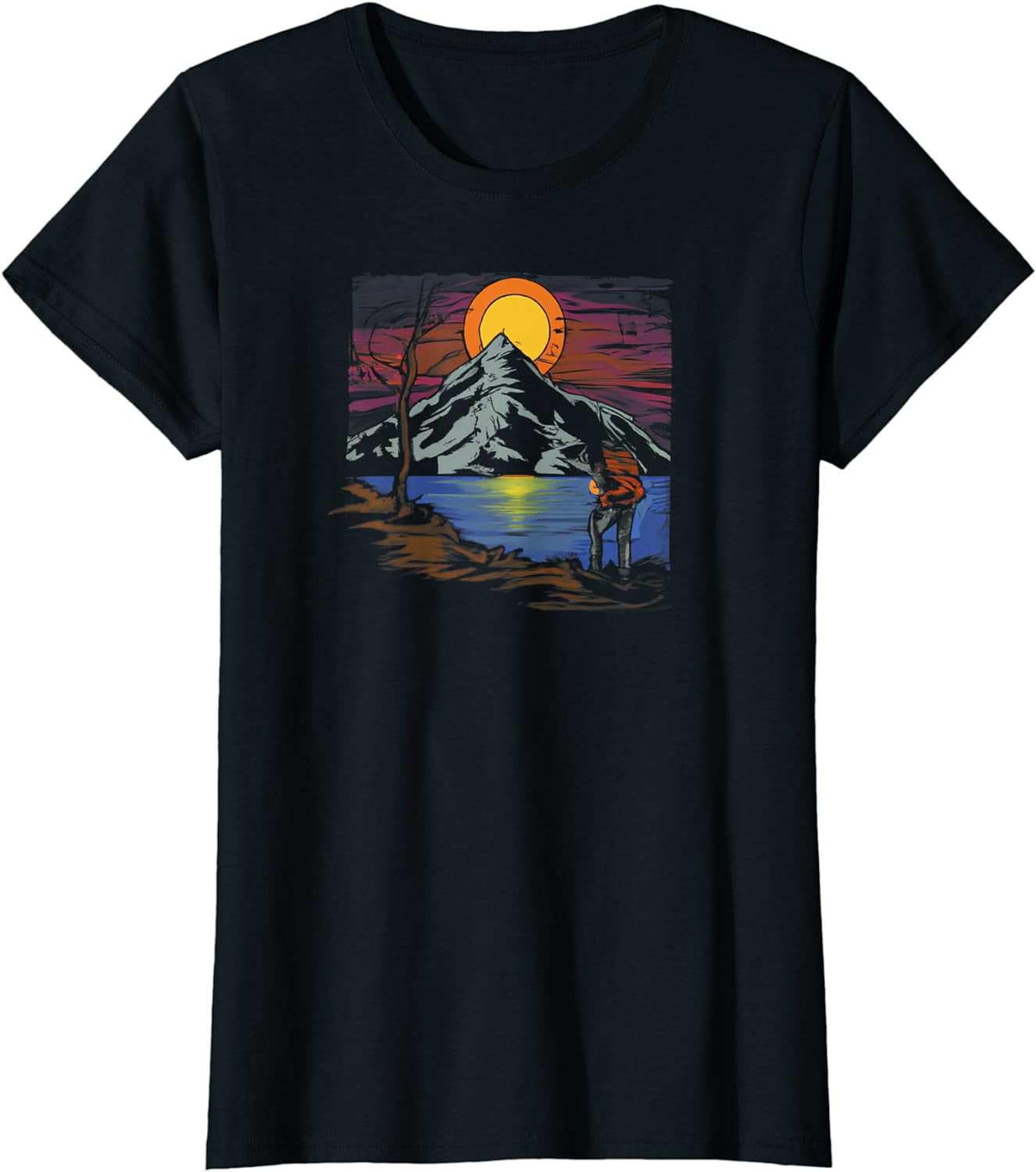 Retro Mountain trekking camping hiking adventure T-Shirt - Walmart.com