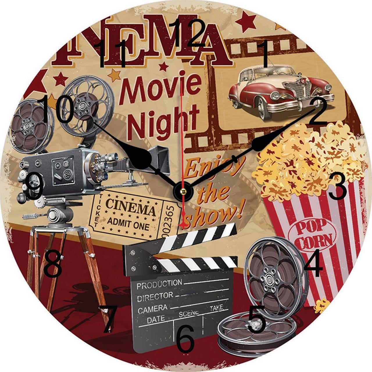 Retro Movie Poster Wall Clock Kitchen Decor Wall Art Silent Non Ticking ...