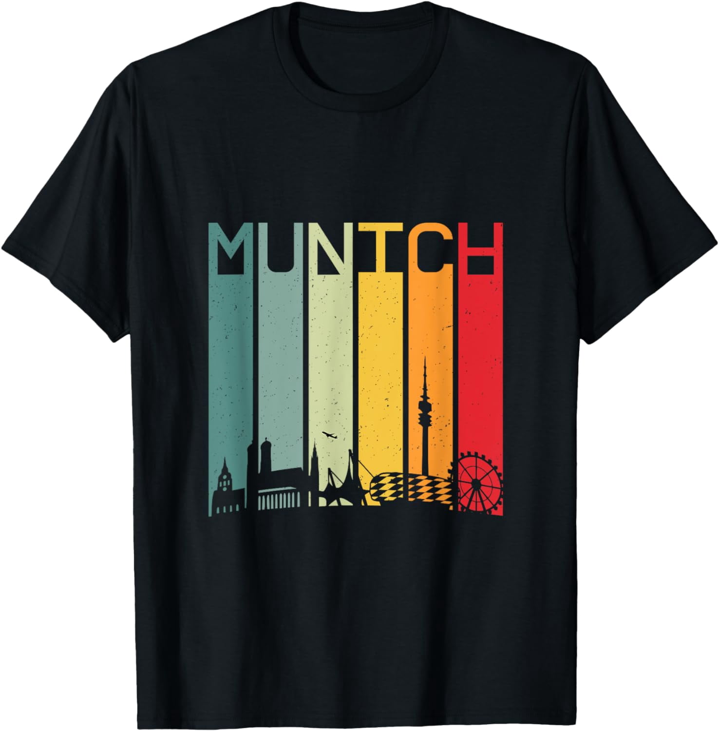 Retro Munich Skyline Bayern Deutschland Vintage M, München T-Shirt mens ...