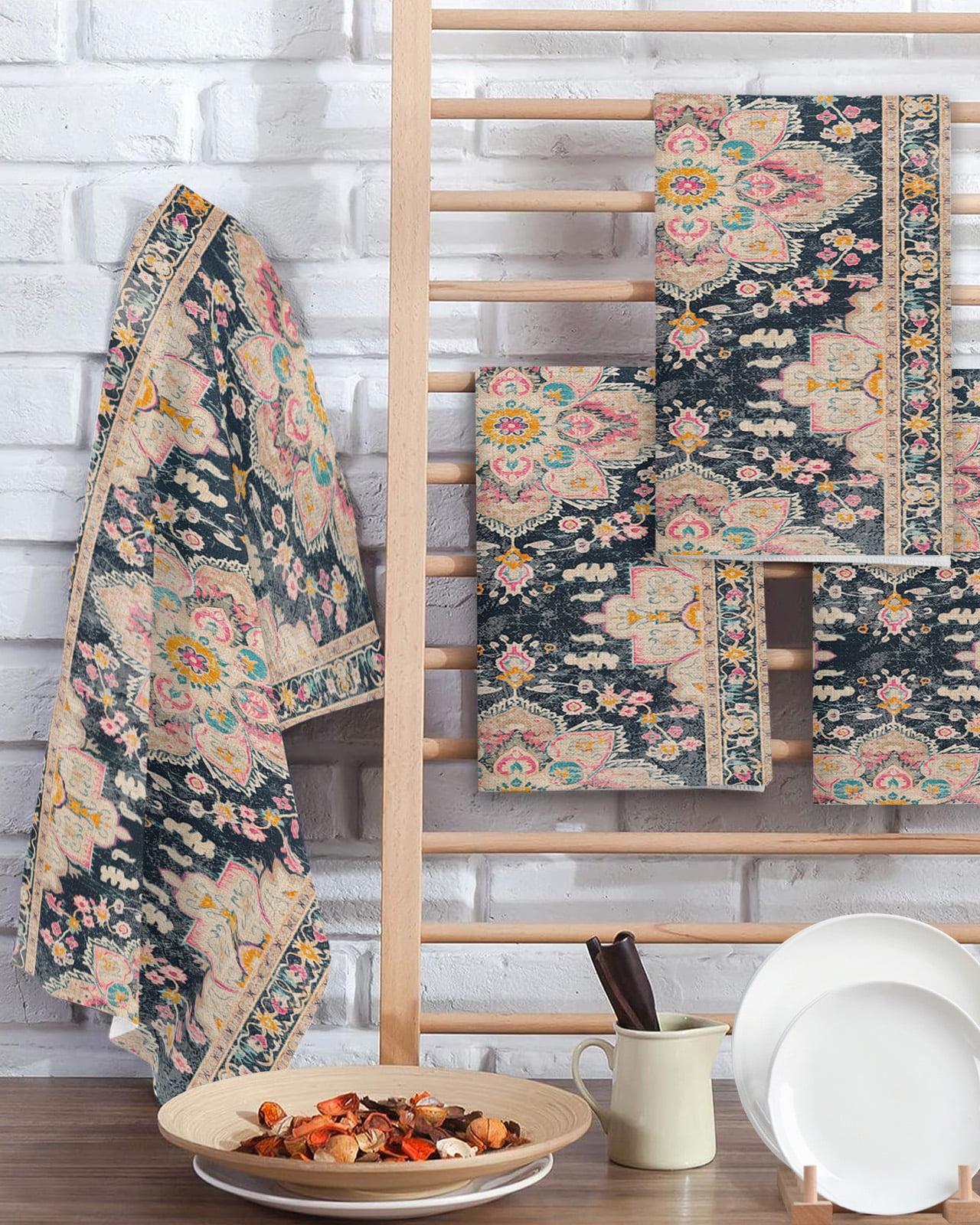 Retro Murals Medieval Waffle Microfiber Kitchen Towel Soft Cleaning ...