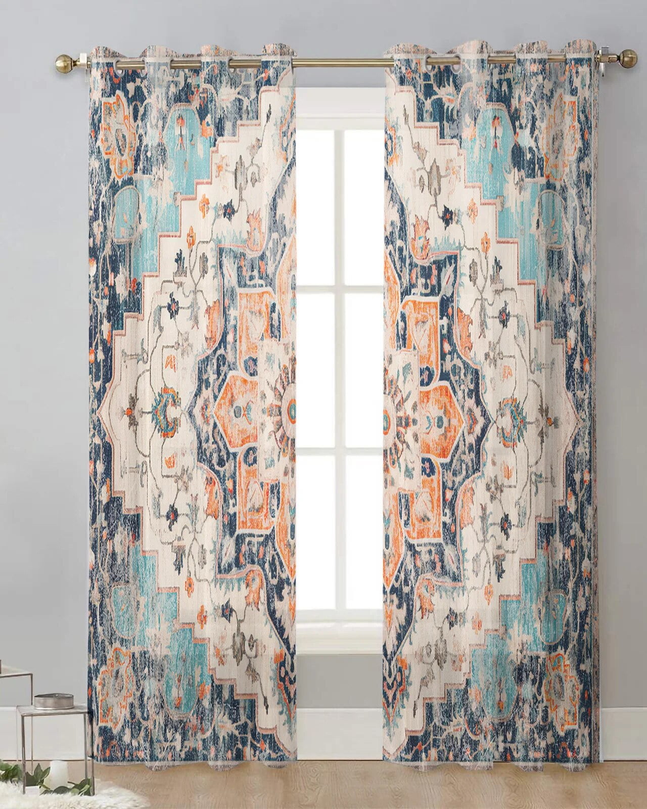 Retro Murals Medieval Modern Tulle Curtains Living Room Kitchen Sheer ...