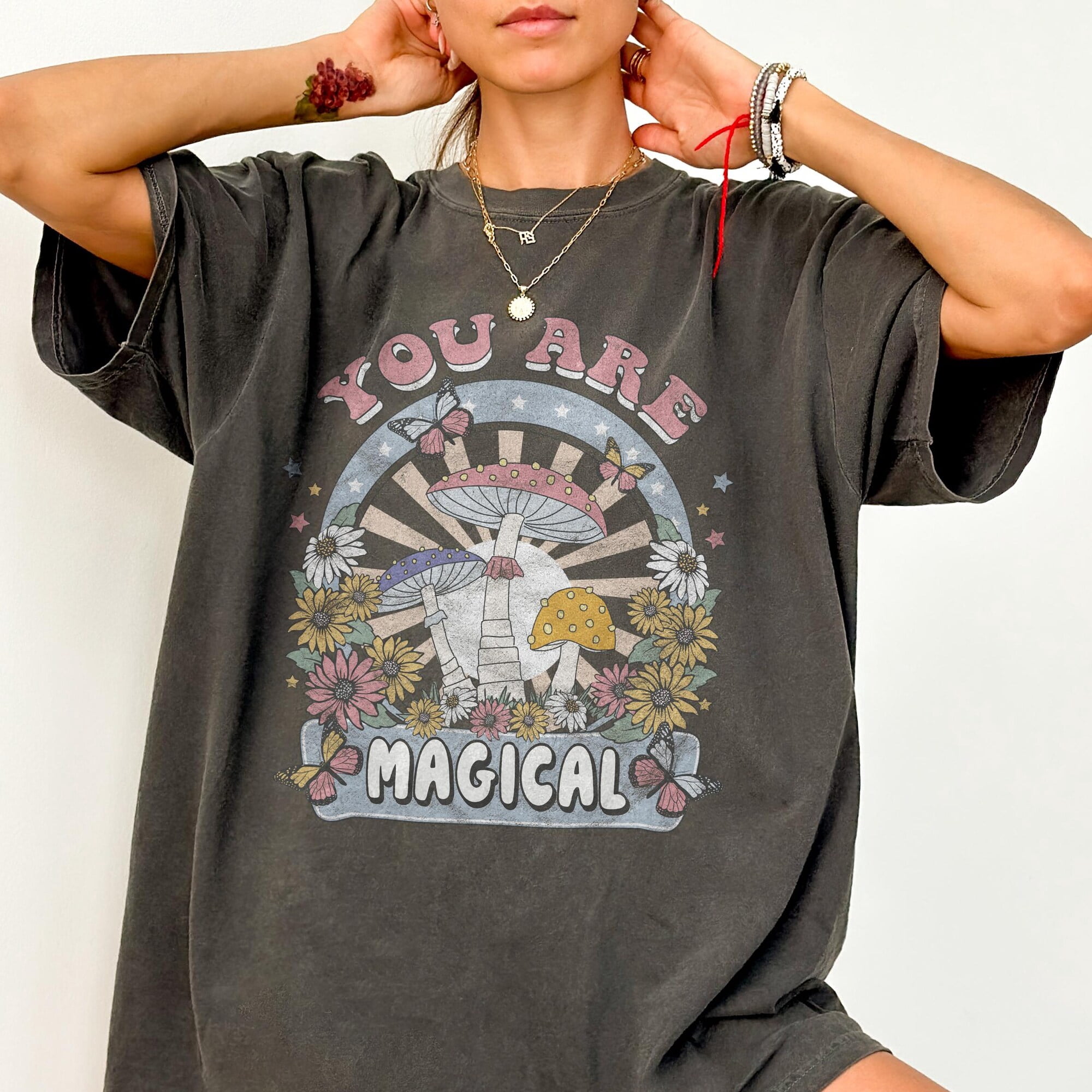 Retro Mushroom Graphic Tee Boho Made of Magic Hippie Shirt Nature Lover ...