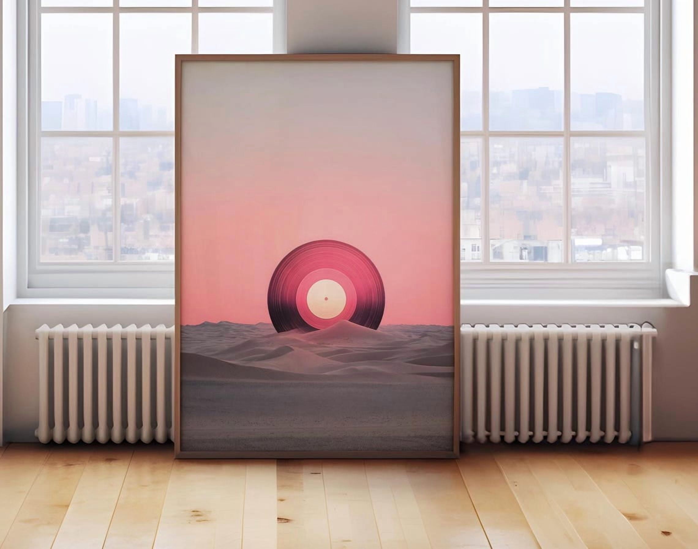 Retro Music Desert Poster, Trendy Sunset Vinyl Wall Art, Modern Music ...