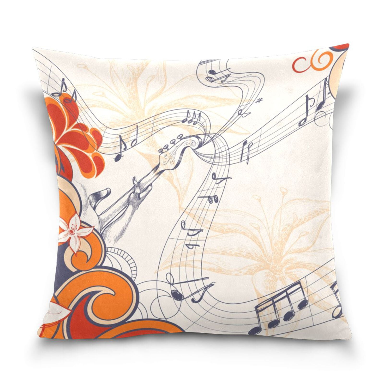 Retro Music Note Square Throw Pillow Covers Couch Decorative Pillow ...
