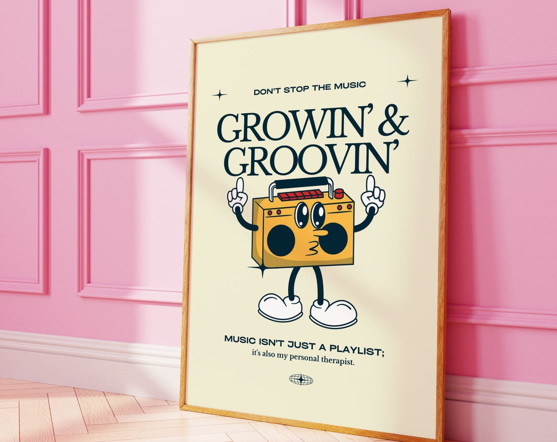 Retro Music Poster • Vintage Radio Record Player Wall Art • Girl Dorm ...