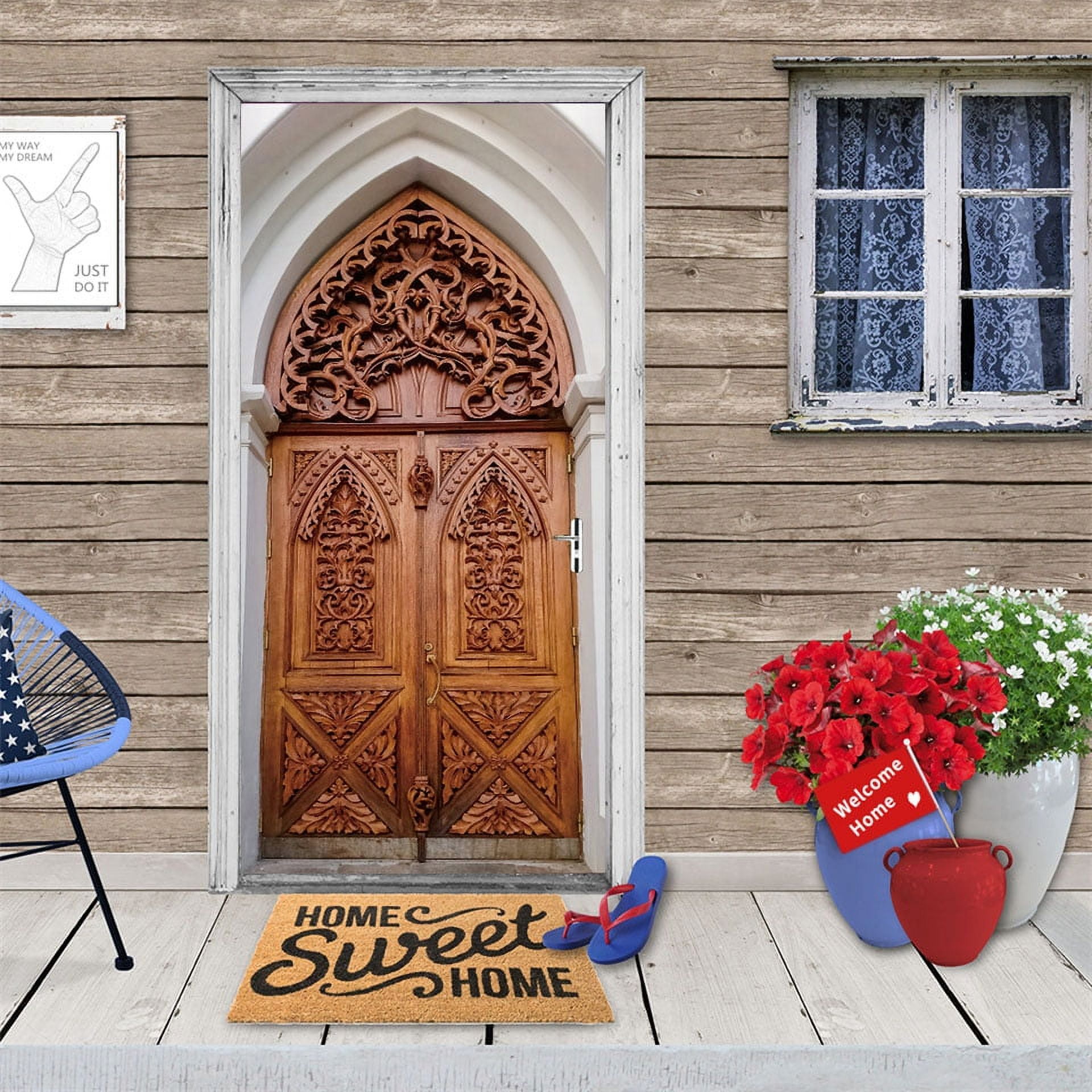 Retro Muslim Style 3D Door Sticker Self-Adhesive Vinyl Wall Sticker ...